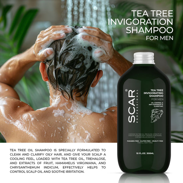 Tea Tree Invigorating Men Shampoo 300ml Scar – Albasel cosmetics