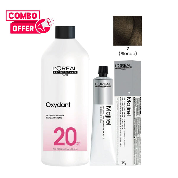 L’Oréal Majirel 7 Blonde 50ml with Oreor Oxydant Creme Developer 20 Vo ...